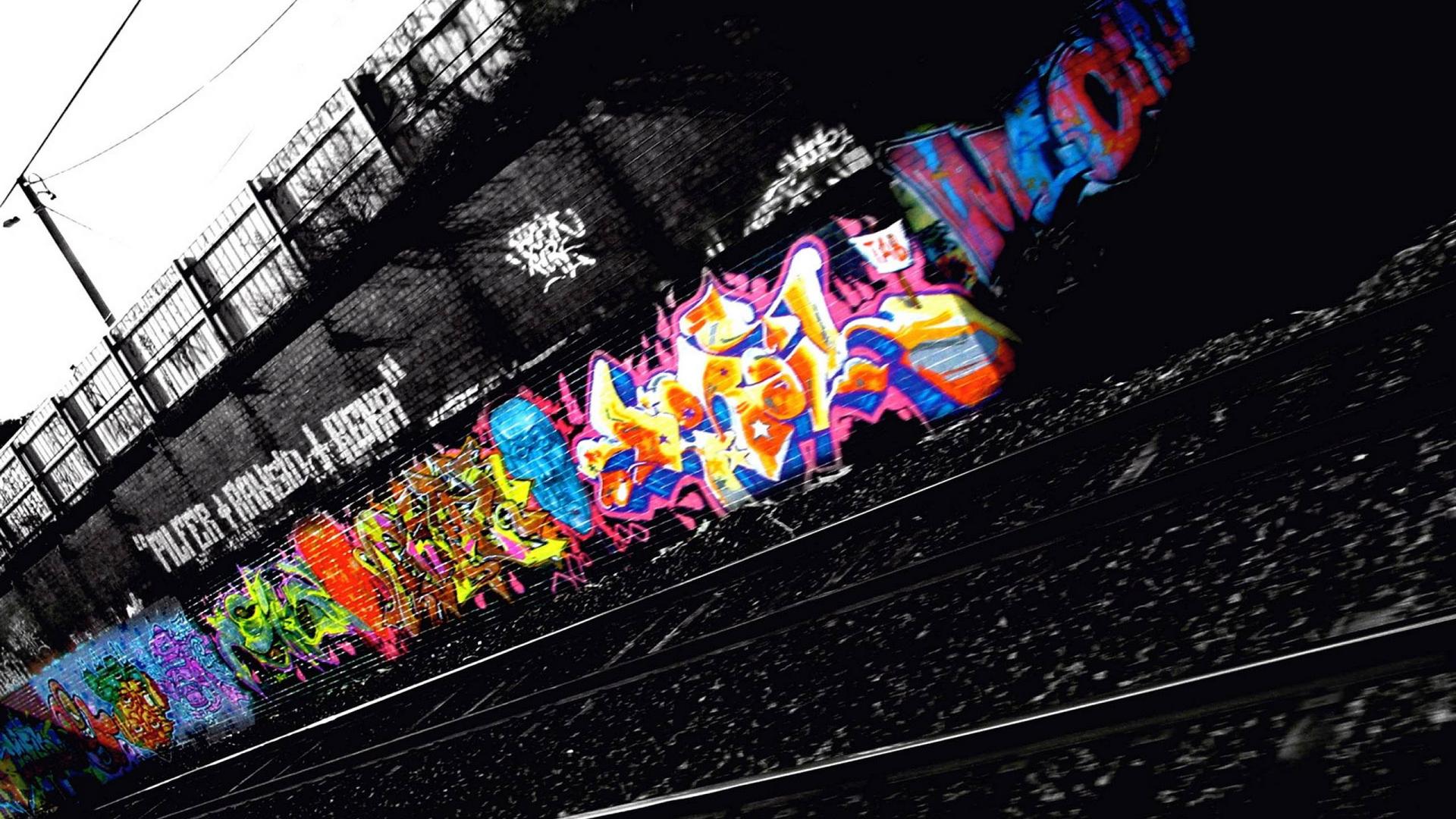 Télécharger le fond d'écran: Graffiti près des rails(1920x1080)